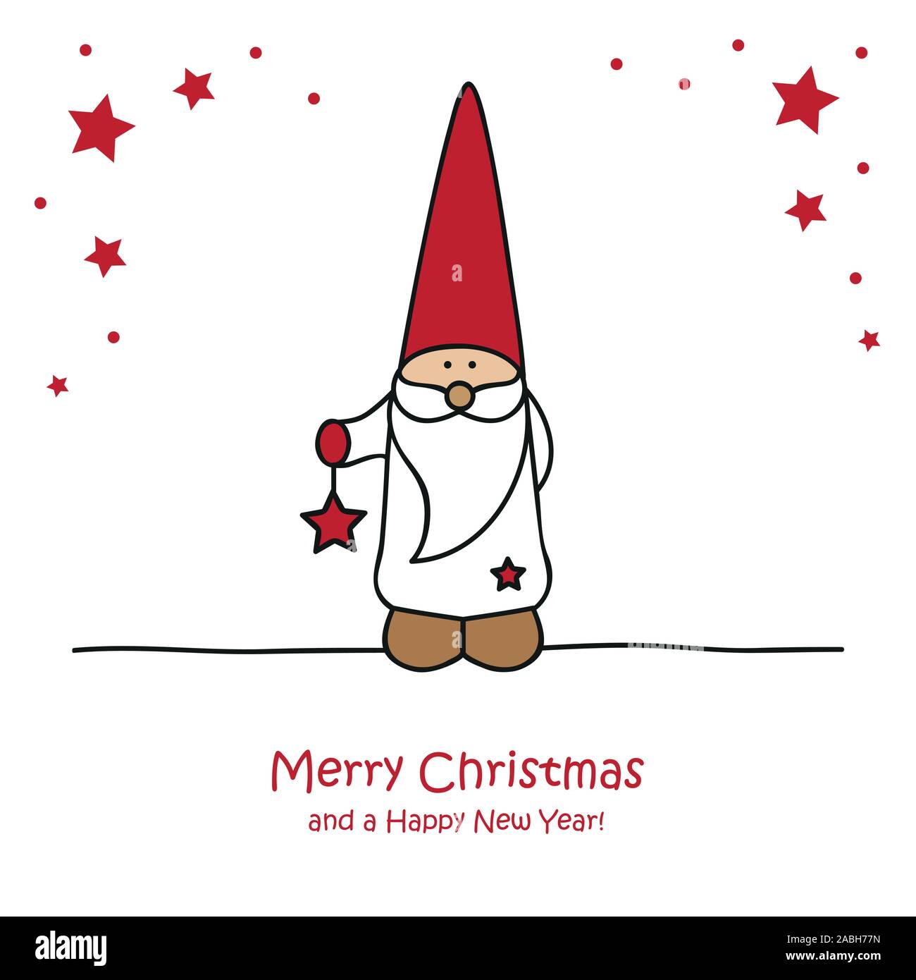 cute christmas dwarf with star christmas cartoon vector illustration ...
