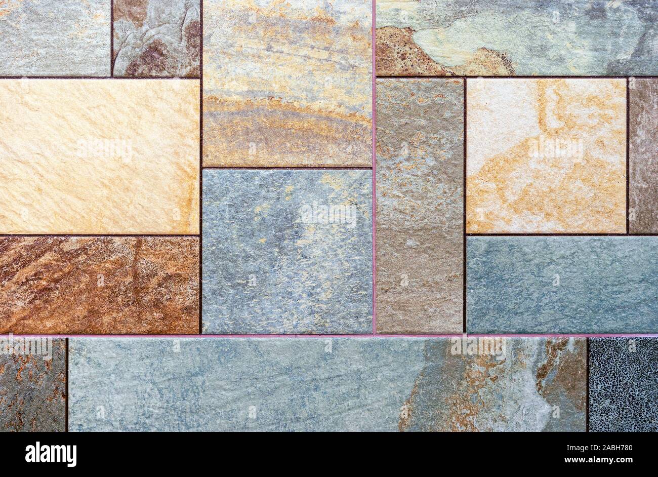 Porcelain tiles in the shape of rectangles and squares. Background and ...