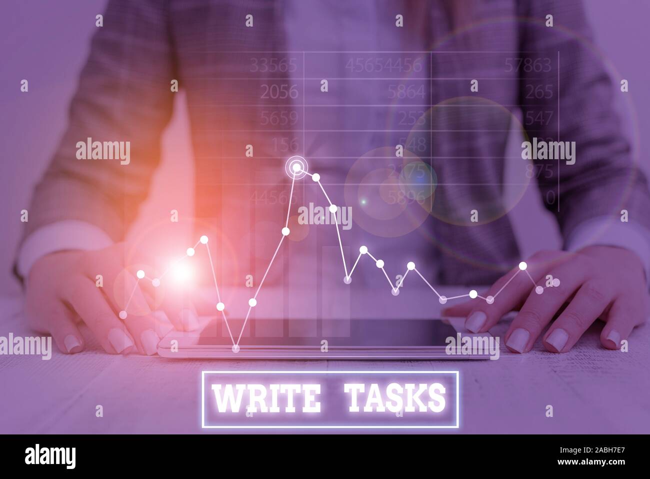 Text sign showing Write Tasks. Business photo showcasing assigned piece ...