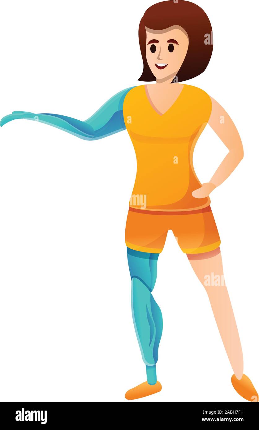 Woman hand leg prosthesis icon. Cartoon of woman hand leg prosthesis ...