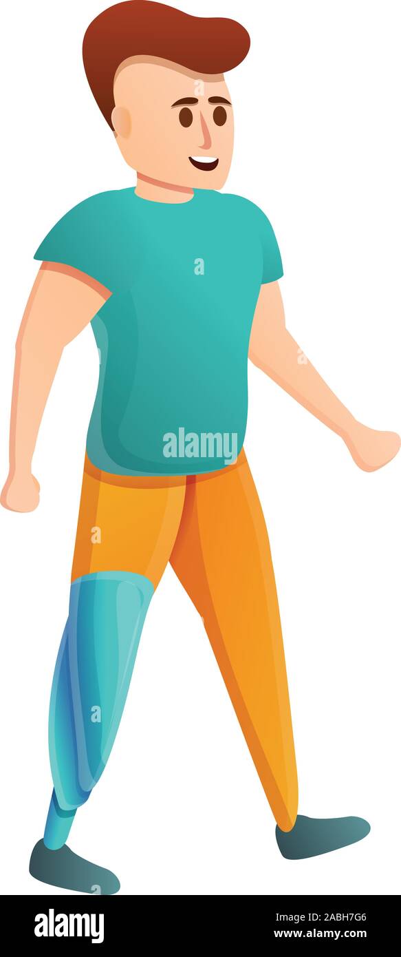 Boy smiling leg bionic icon. Cartoon of boy smiling leg bionic vector ...
