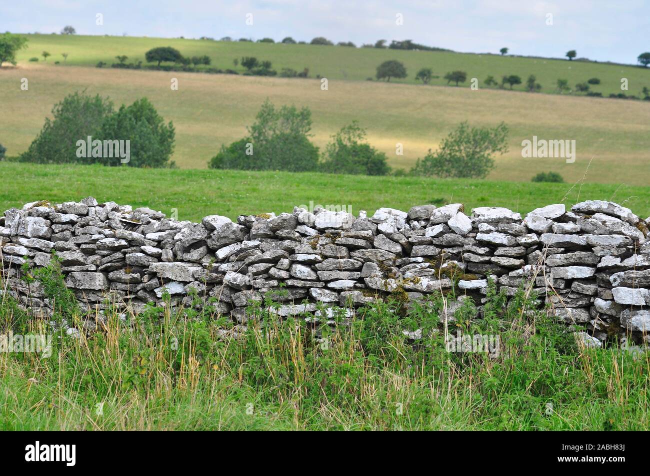 Dry stone wall, field boundary on the Mendip Hills in Somerset,UK ...