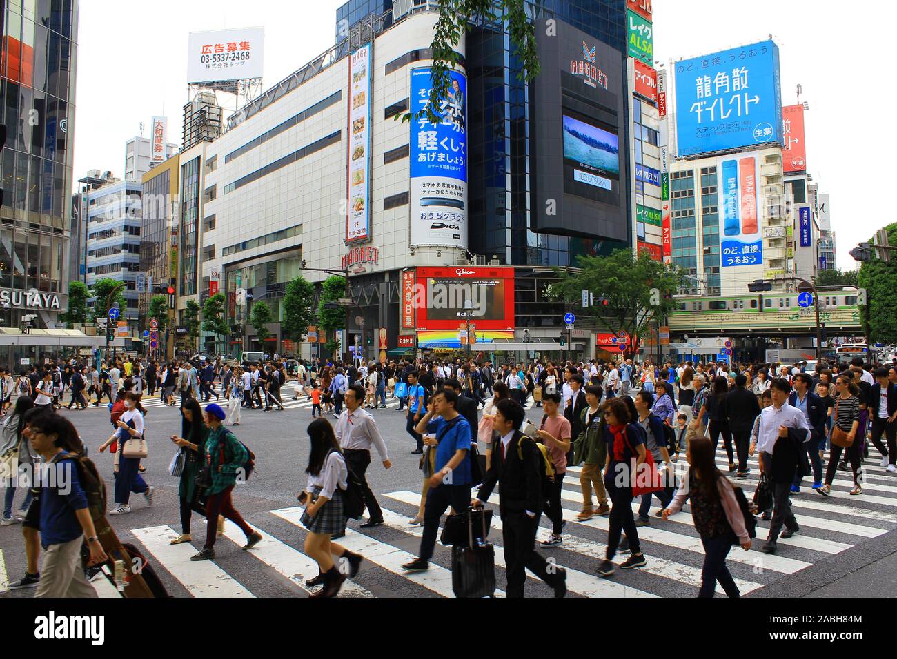 SHIBUYA, TOKYO, JAPAN - May 30th, 2018: Shibuya crossing with lots of ...