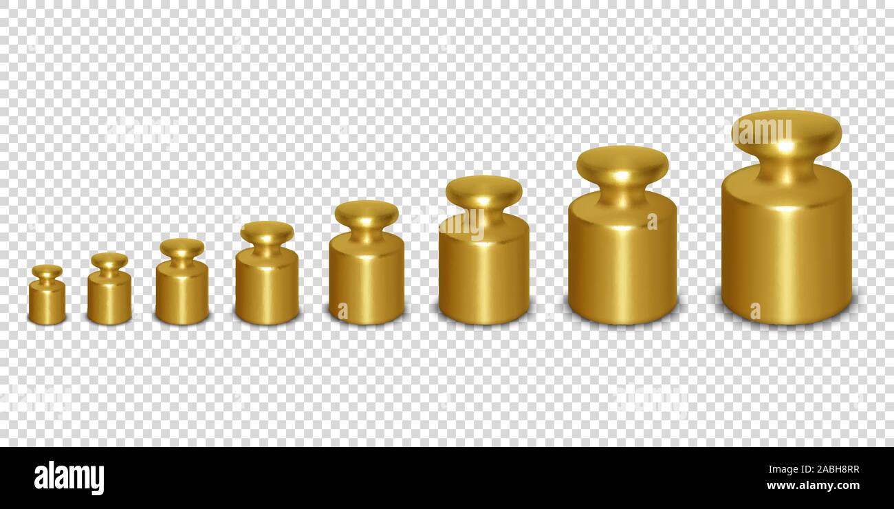 Vector 3d Realistic Metal Golden Calibration Laboratory Weight ...