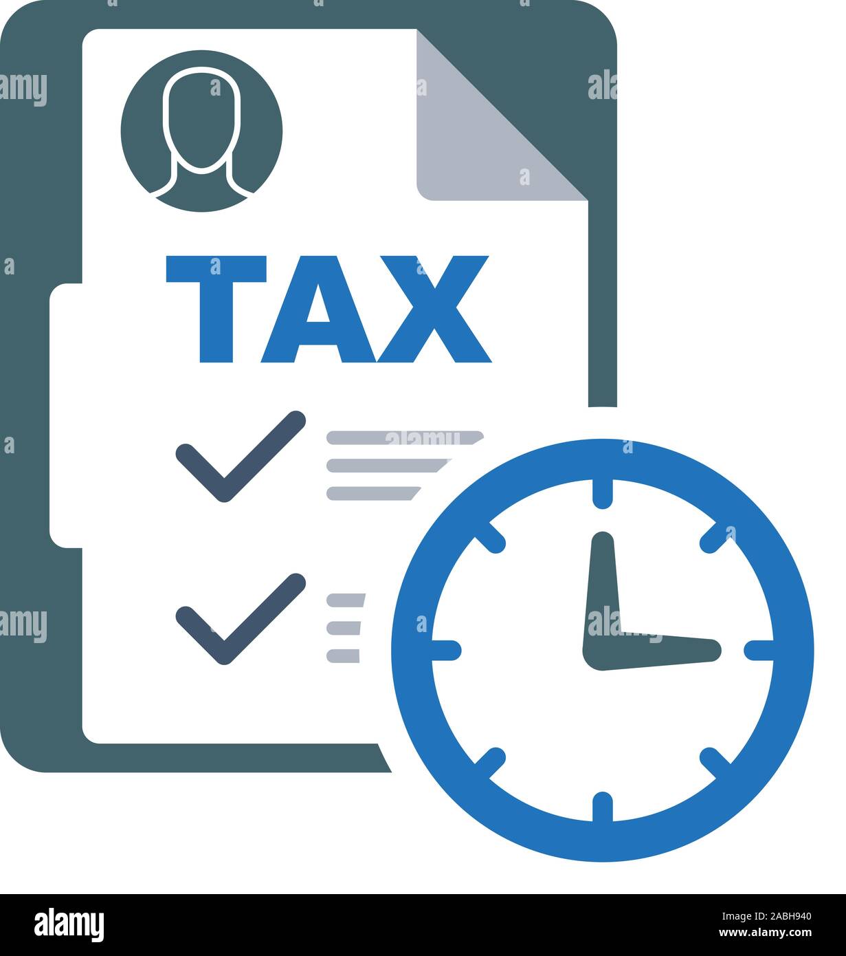 Time to pay tax - accounting reminder icon with checklist and clock ...