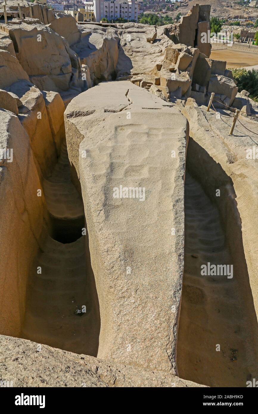 The Unfinished Obelisk in an ancient granite quarry, Aswan, Egypt, Africa Stock Photo - Alamy