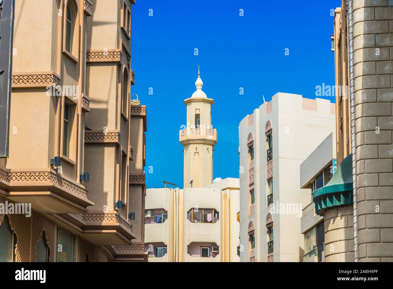 DUBAI, UNITED ARAB EMIRATES - FEB 9, 2019: Architecture of Al Ras, west ...