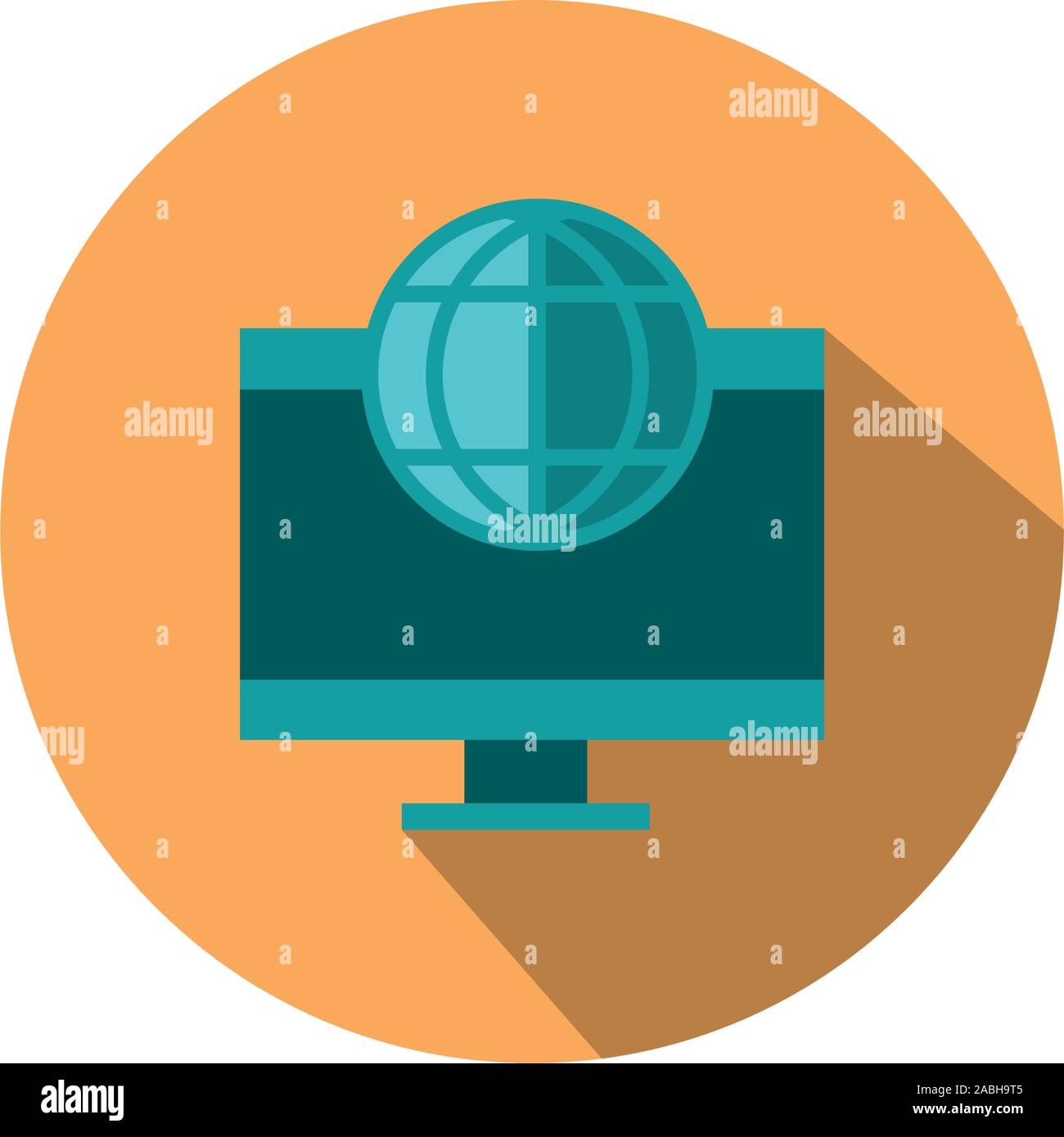 computer world business strategy icon block shadow vector illustration ...