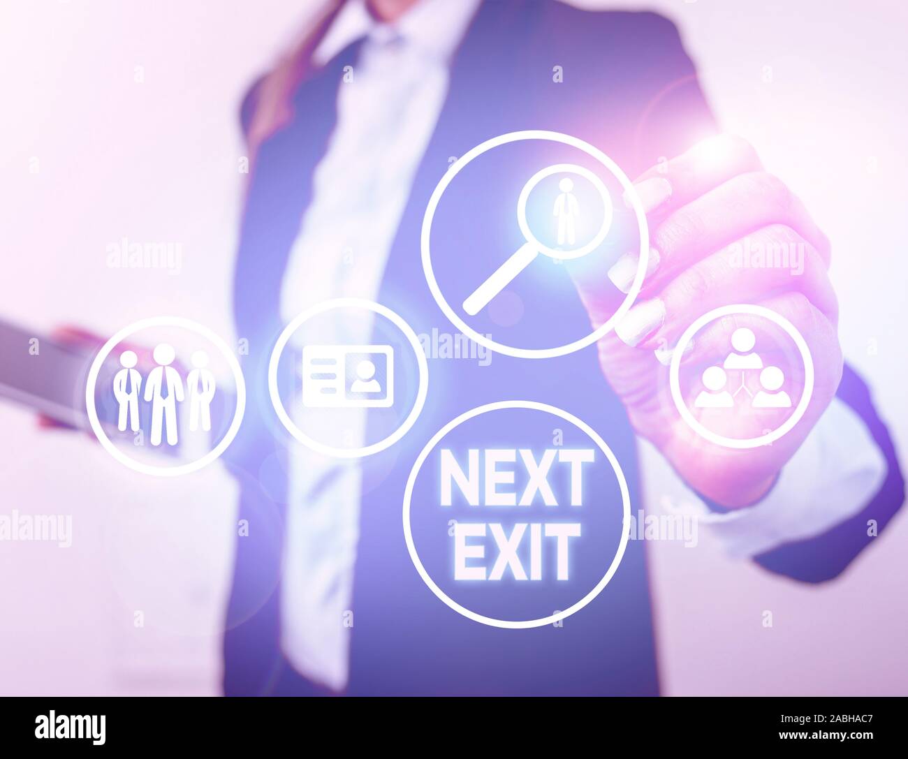 Handwriting text Next Exit. Conceptual photo the following way out or ...