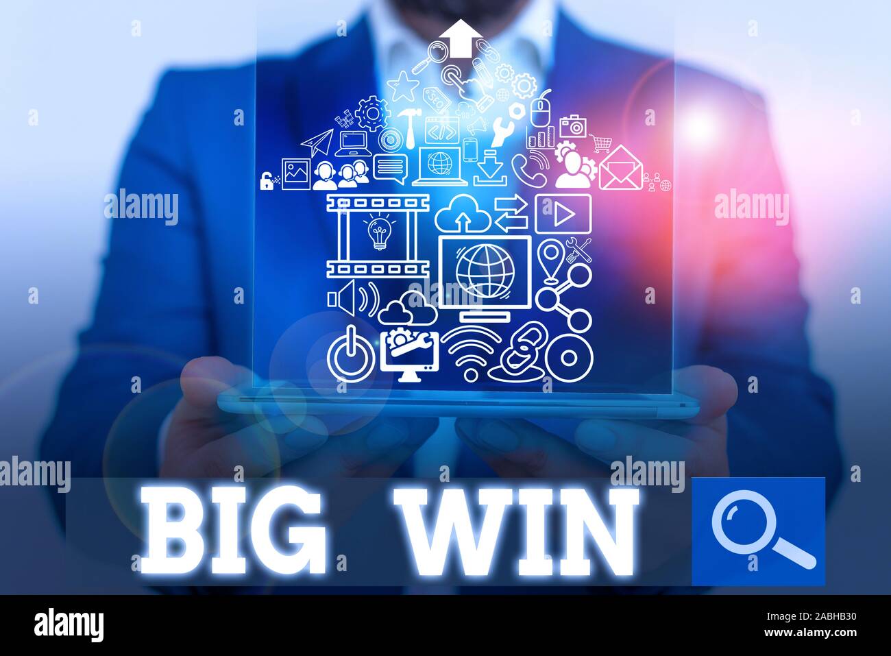 Word writing text Big Win. Business photo showcasing having won an ...