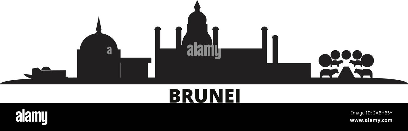 Brunei city skyline isolated vector illustration. Brunei travel ...