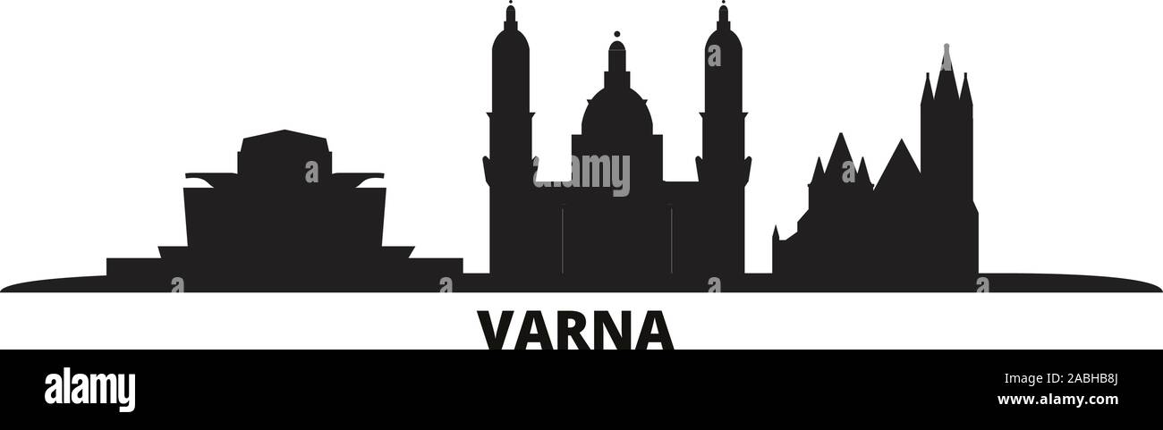 Bulgaria, Varna city skyline isolated vector illustration. Bulgaria ...