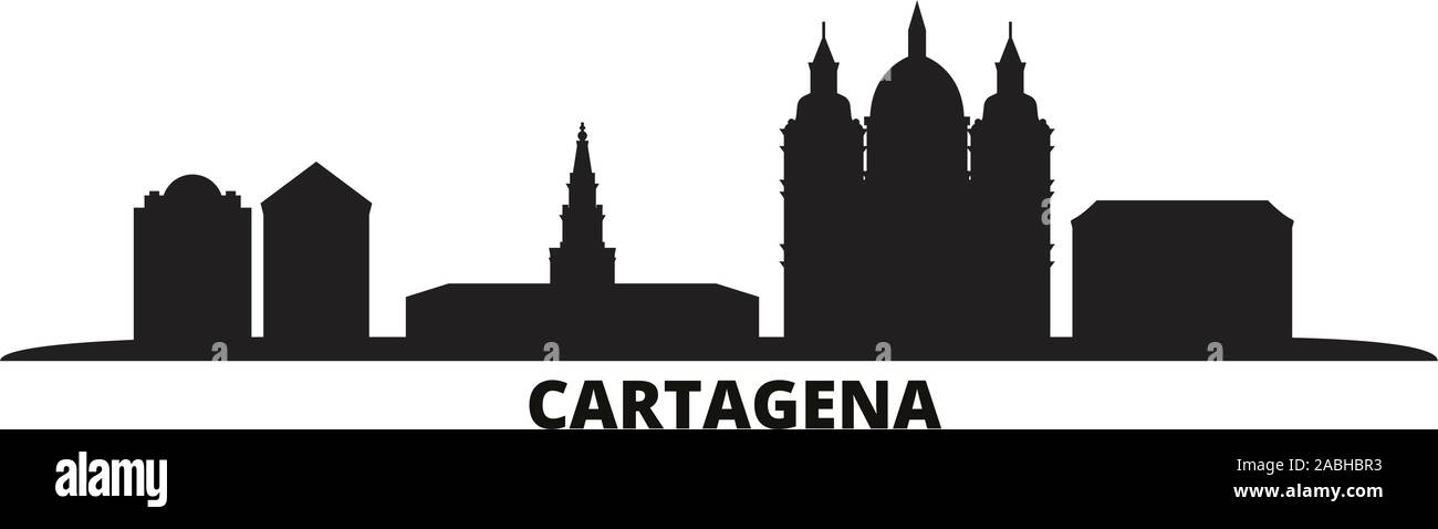 Colombia, Cartagena city skyline isolated vector illustration. Colombia ...