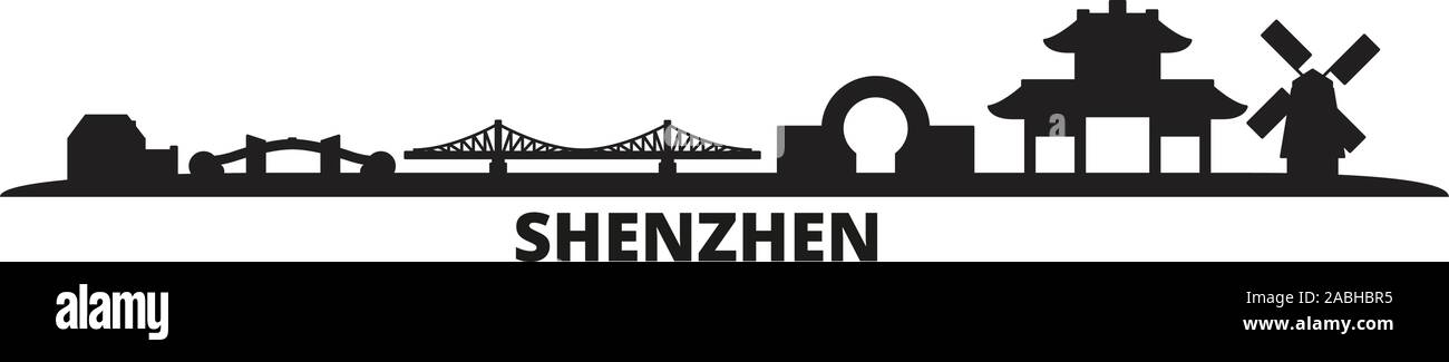 China, Shenzhen city skyline isolated vector illustration. China ...