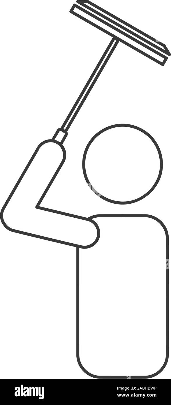 Window cleaner or washer icon in vector line drawing Stock Vector Image ...