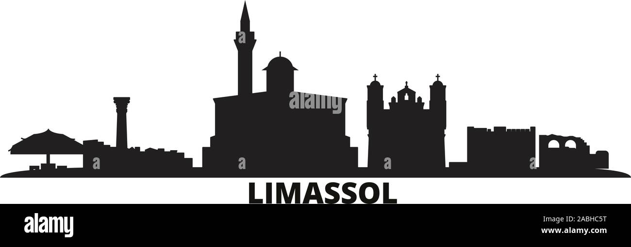 Cyprus, Limassol city skyline isolated vector illustration. Cyprus ...