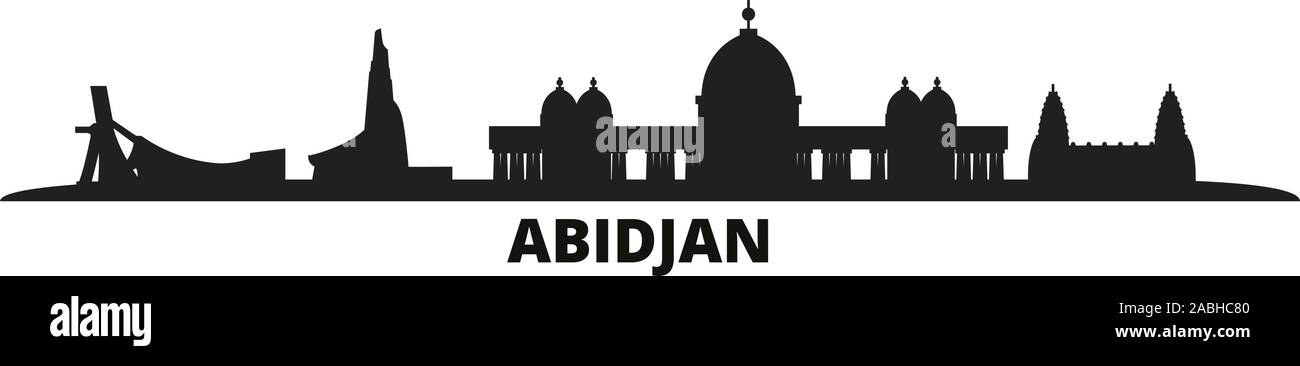 Cote Divoire, Abidjan city skyline isolated vector illustration. Cote ...