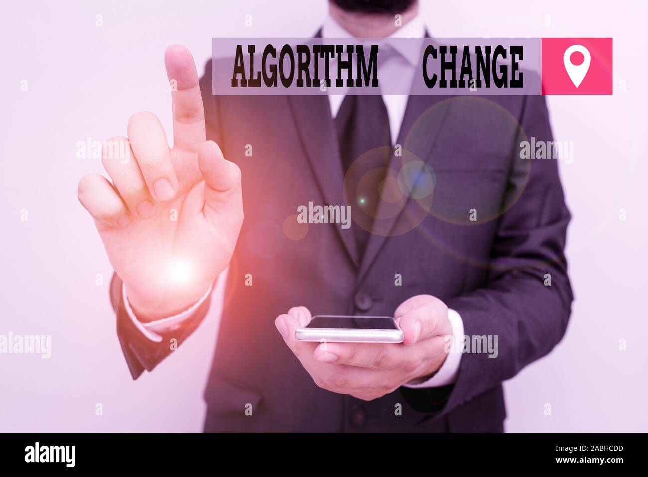 Writing note showing Algorithm Change. Business concept for change in procedure designed to ...
