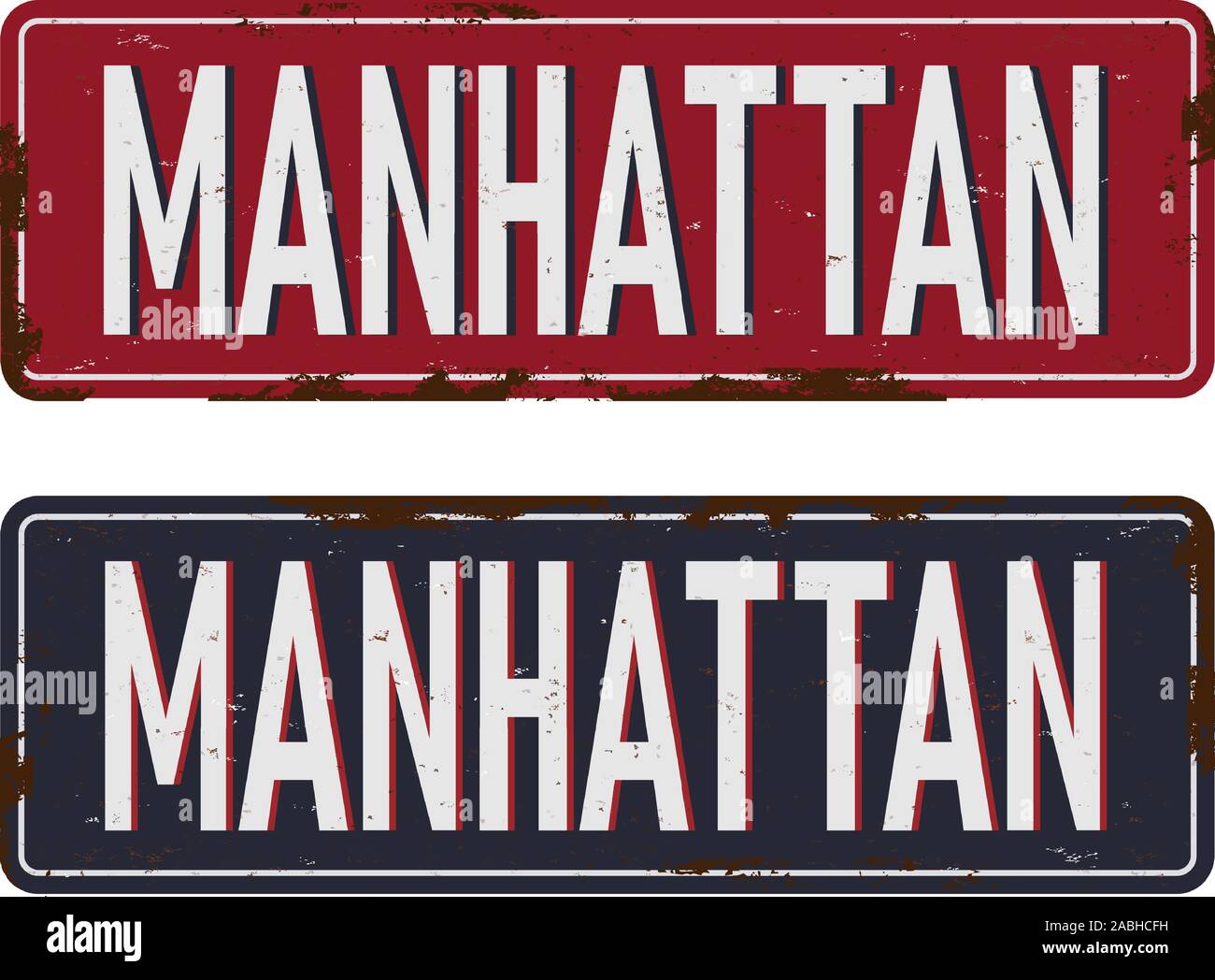 Manhattan vintage rusty metal sign on a white background, vector ...
