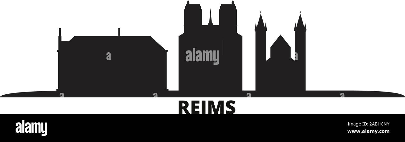 France, Reims city skyline isolated vector illustration. France, Reims ...