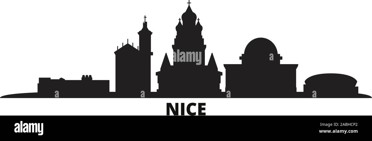 France, Nice city skyline isolated vector illustration. France, Nice ...