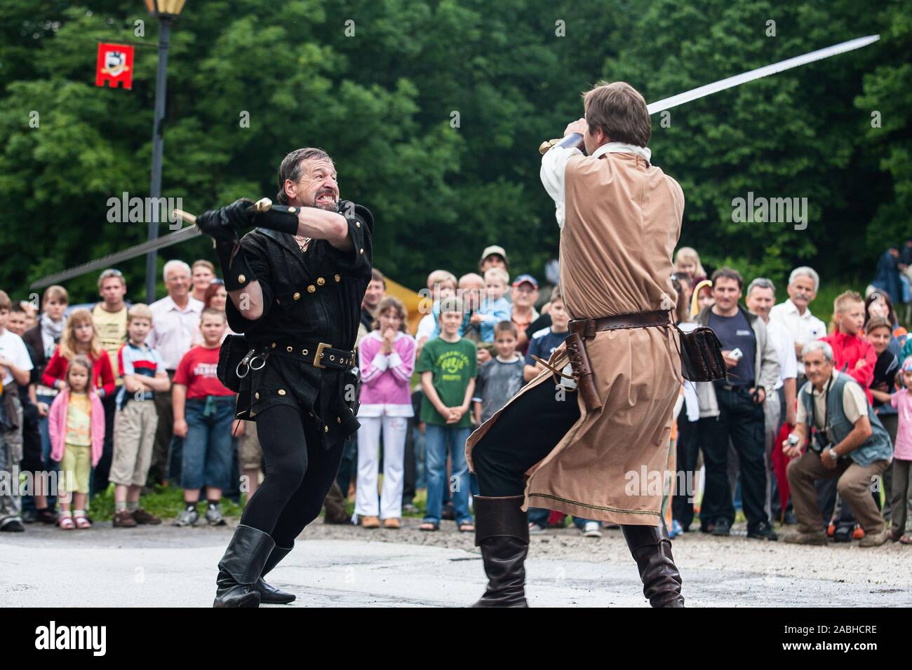 Bled, Slovenia, June 8, 2008: Knights fight in a tournament duel during ...