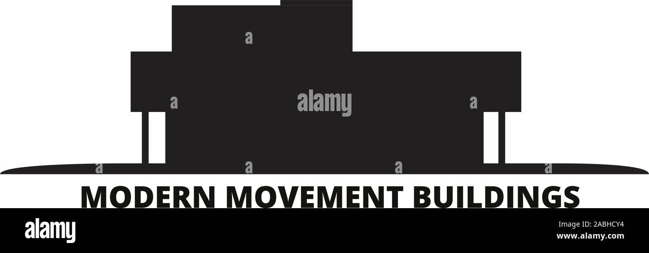 France, Modern Movement Buildings Landmark city skyline isolated vector ...