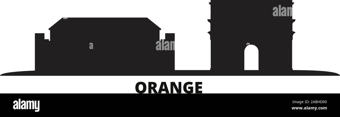 France, Orange city skyline isolated vector illustration. France ...