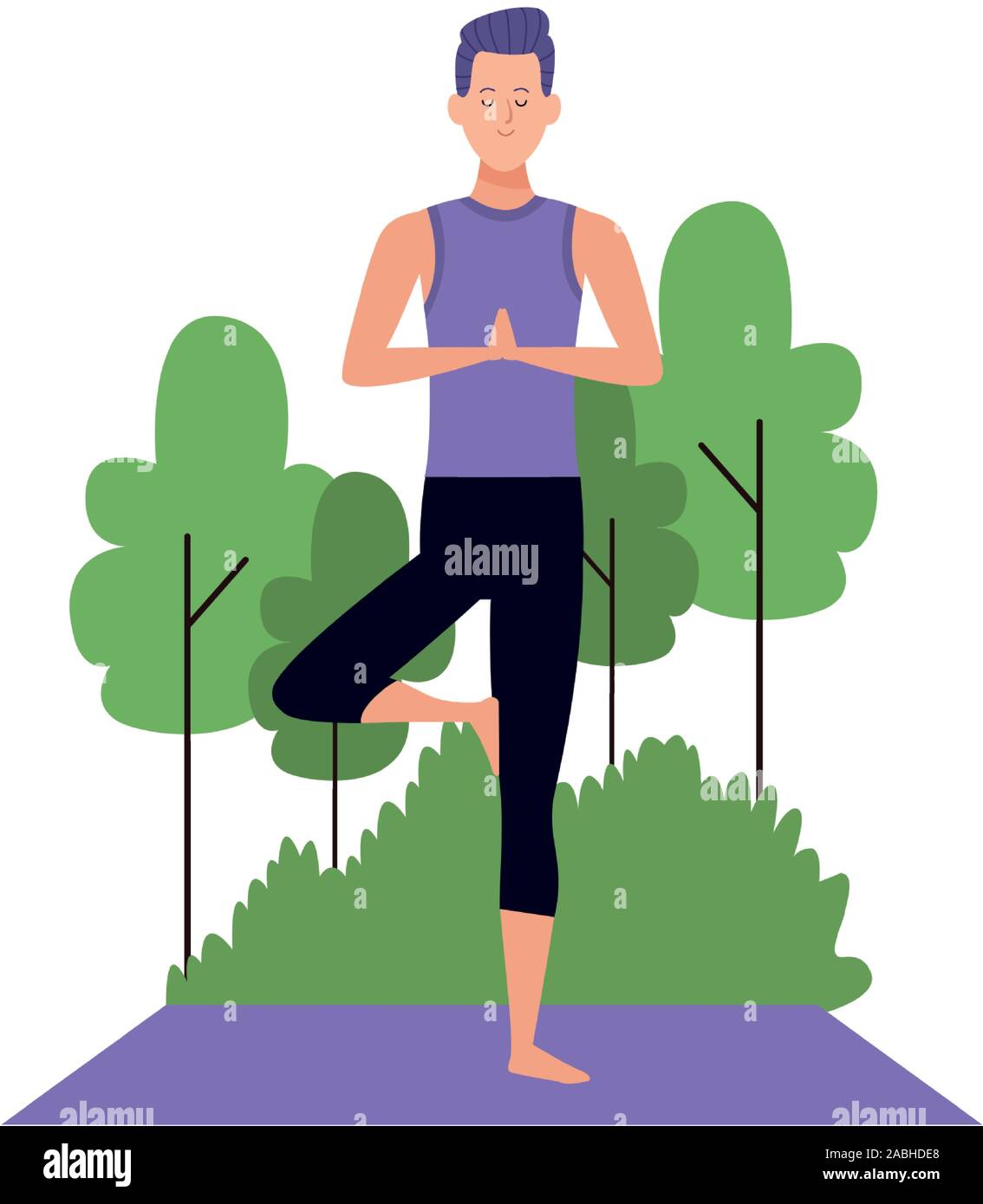Tree pose man Stock Vector Images - Alamy