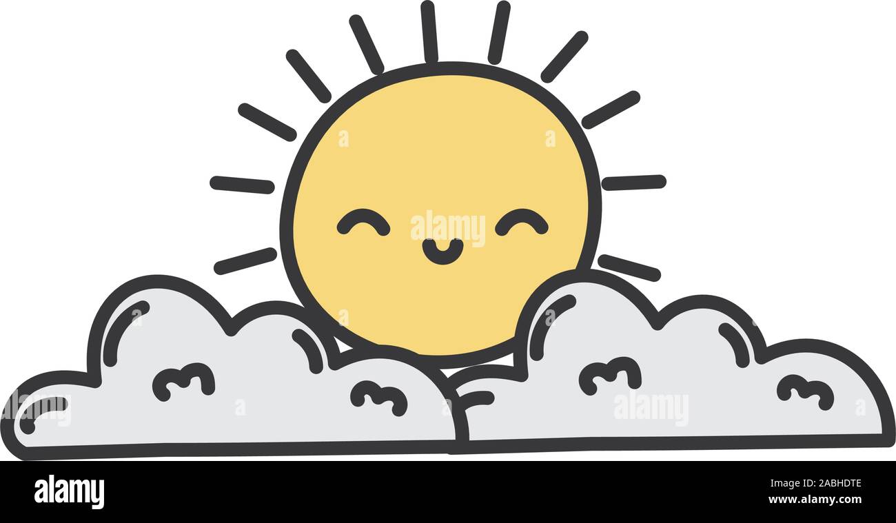 cartoon sun and clouds weather nature vector illustration Stock Vector ...