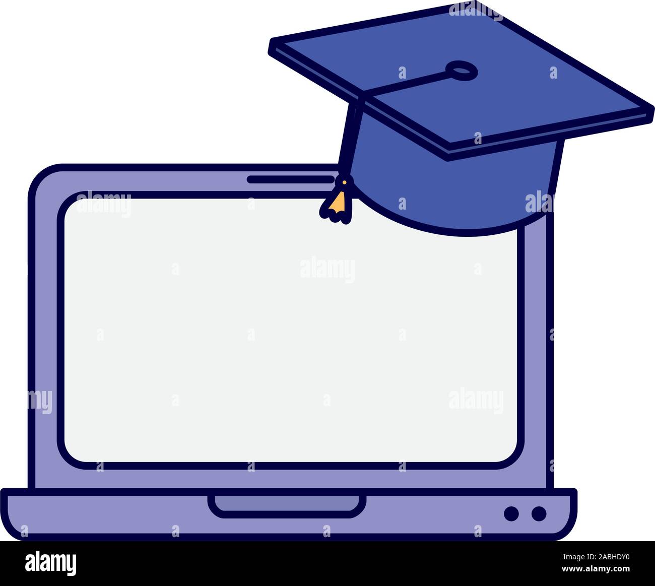 laptop computer graduation hat school learning online vector ...