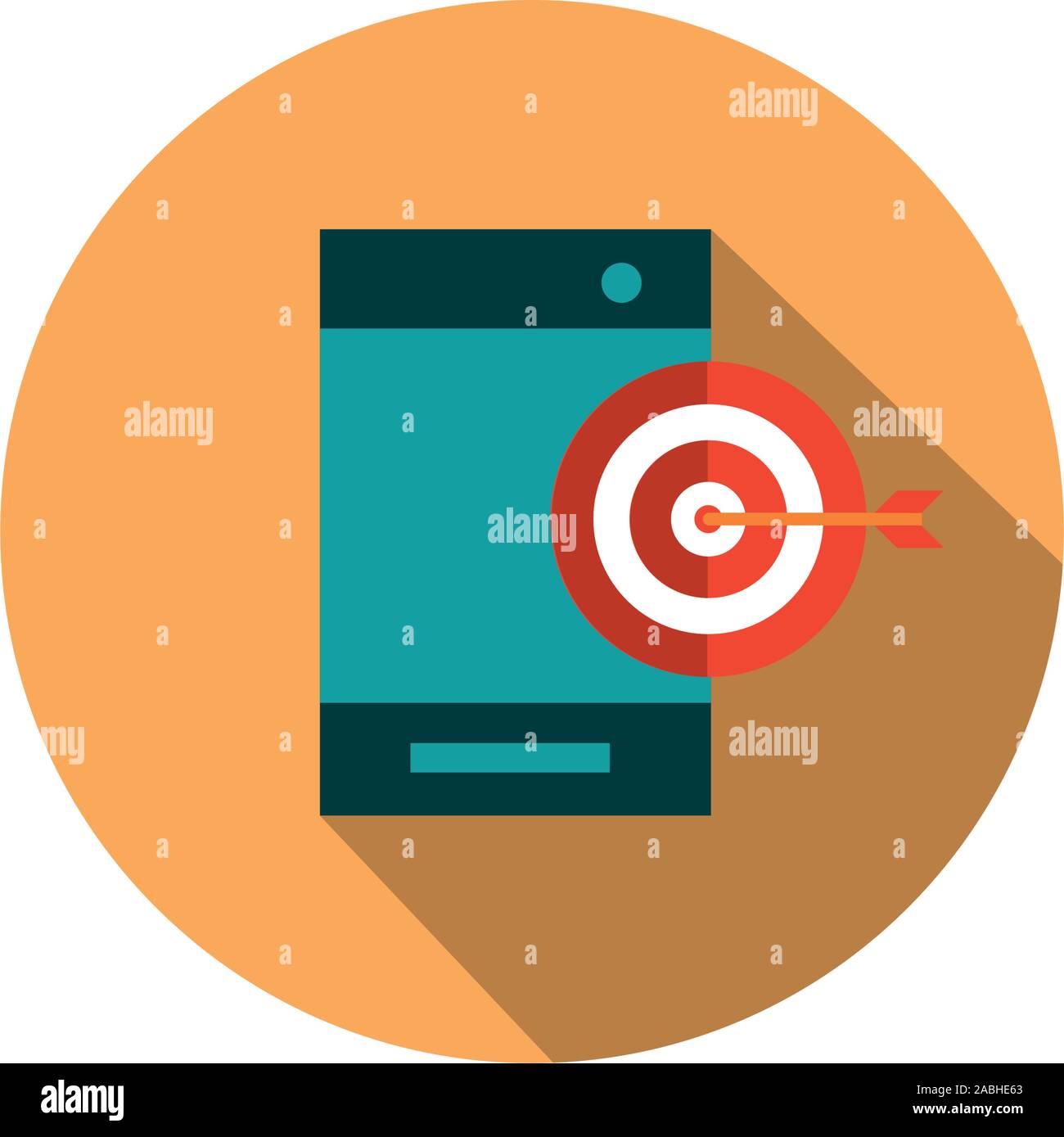 smartphone target business strategy icon block shadow vector ...