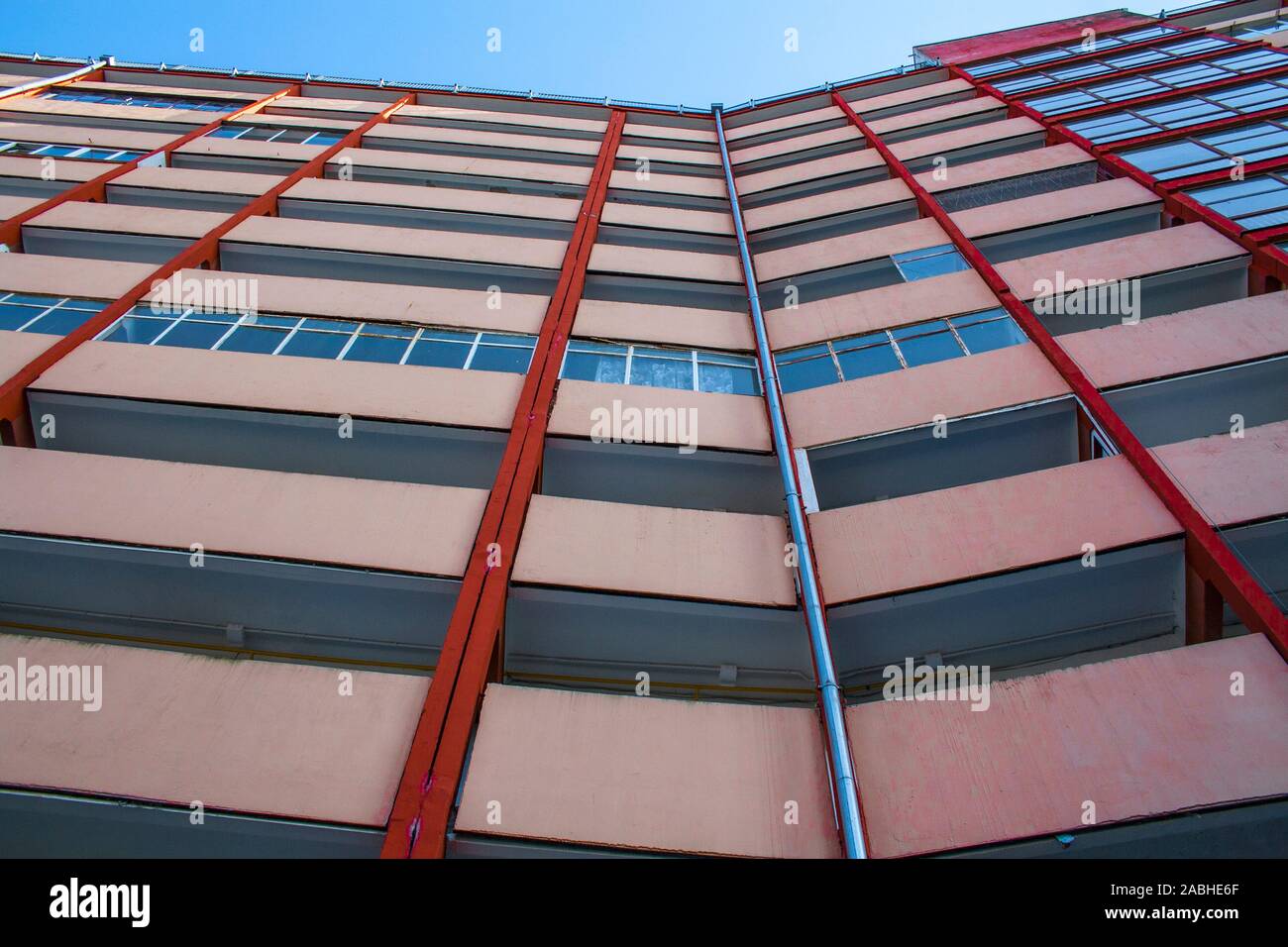 Balconies of housing block known as Falowiec located in Gdansk which is ...