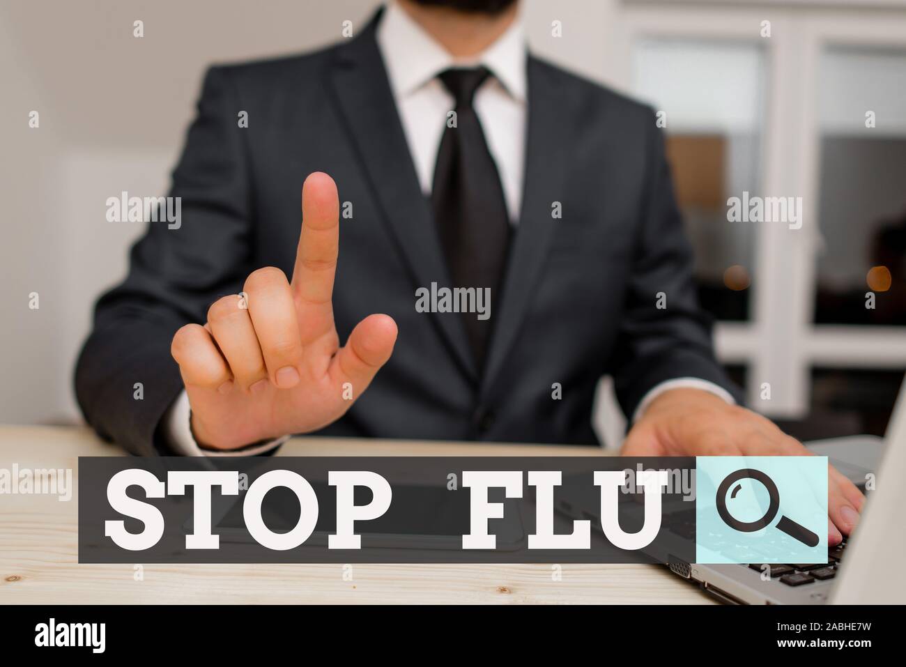 Conceptual hand writing showing Stop Flu. Concept meaning Treat the ...