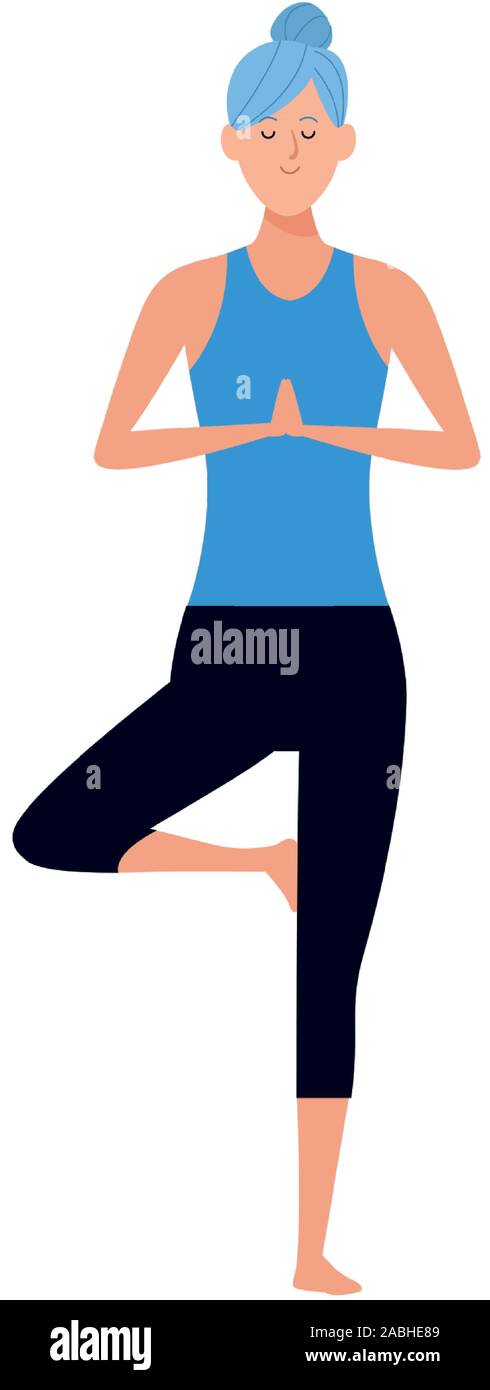 woman practicing yoga tree pose icon Stock Vector Image & Art - Alamy