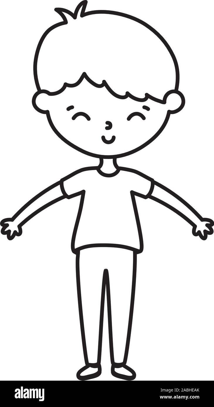 little boy infant cartoon character line style vector illustration ...
