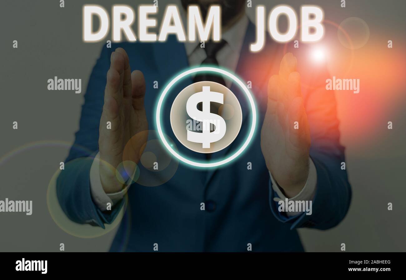 Writing note showing Dream Job. Business concept for An act that is ...