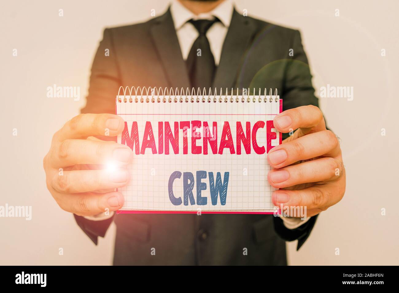 Writing note showing Maintenance Crew. Business concept for responsible ...