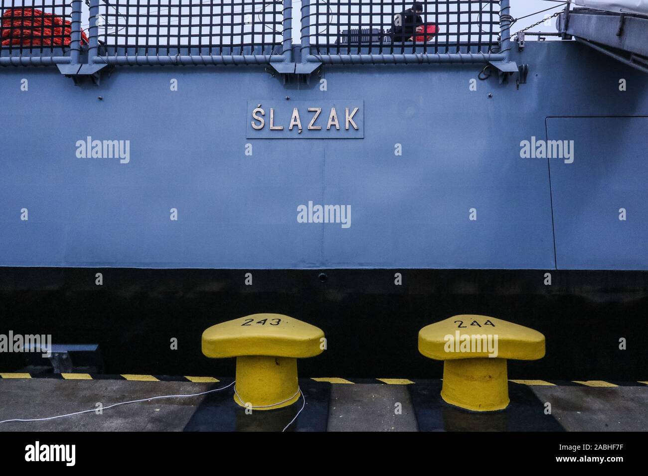 Gdynia, Poland. 27th, Nov. 2019 Polish Navy ORP Slazak patrol vessel ...