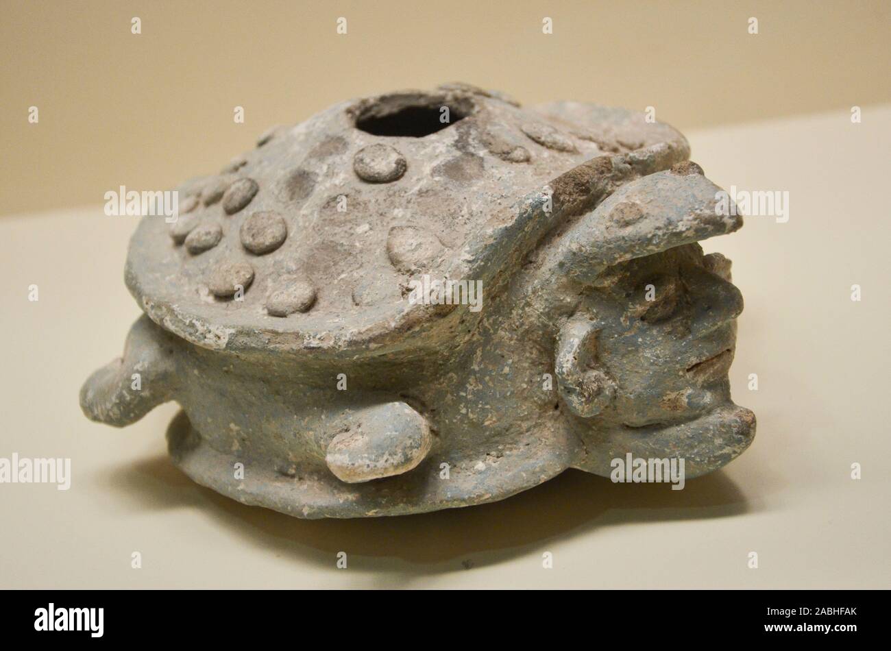 Mayan ceramic figure, exhibited at the Gold Museum, in the temporary ...