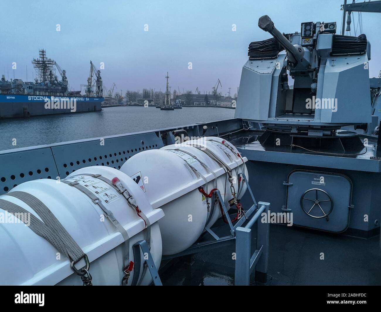 Gdynia, Poland. 27th, Nov. 2019 Polish Navy ORP Slazak patrol vessel ...