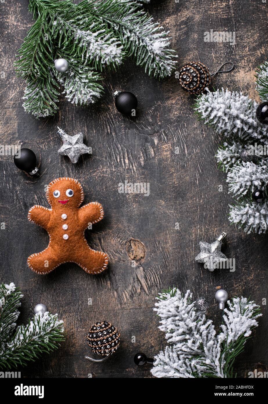 Christmas gingerbread man made by felt Stock Photo - Alamy
