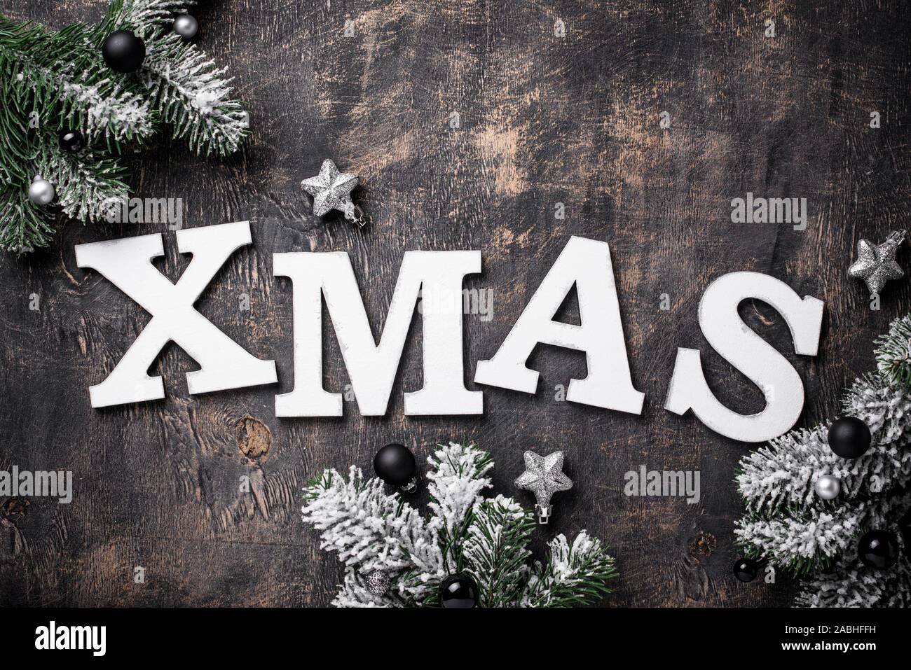 Christmas background with letters XMAS Stock Photo - Alamy
