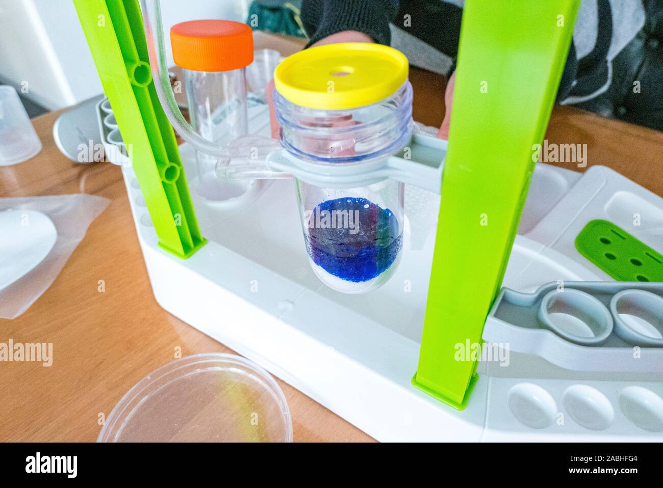 Chemistry laboratory setup with test tube and tubes and powder Stock ...
