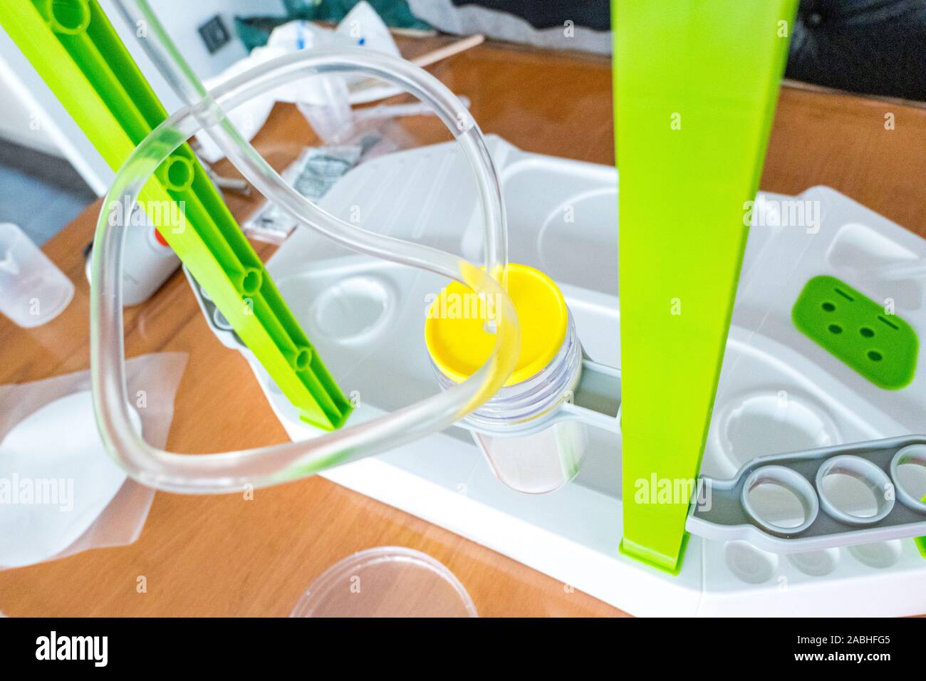 Chemistry laboratory setup with test tube and tubes and powder Stock ...