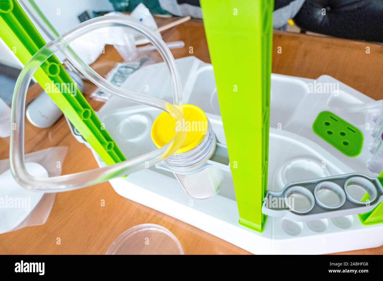 Chemistry laboratory setup with test tube and tubes and powder Stock ...