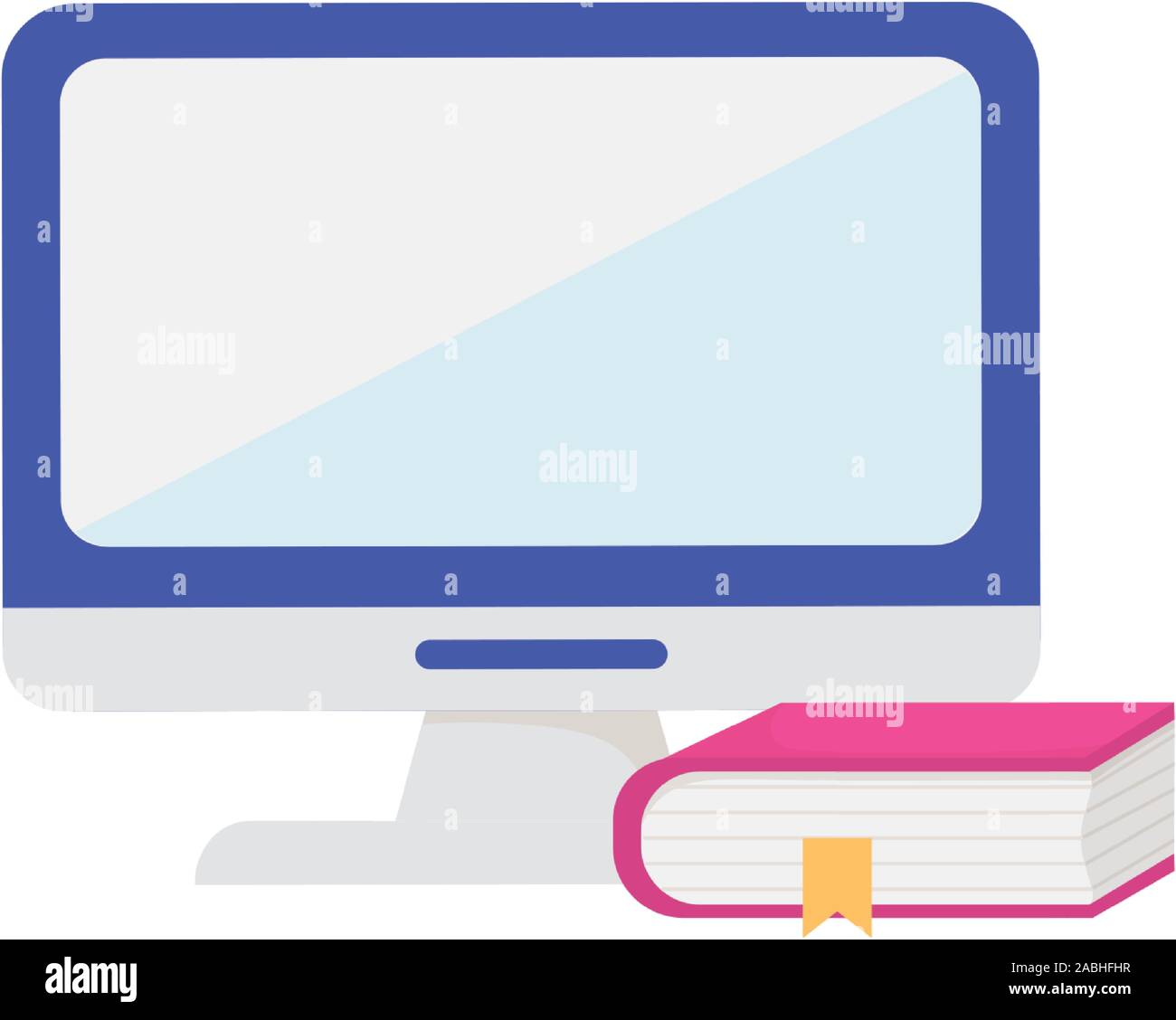 computer and book knowledge education learning online vector ...