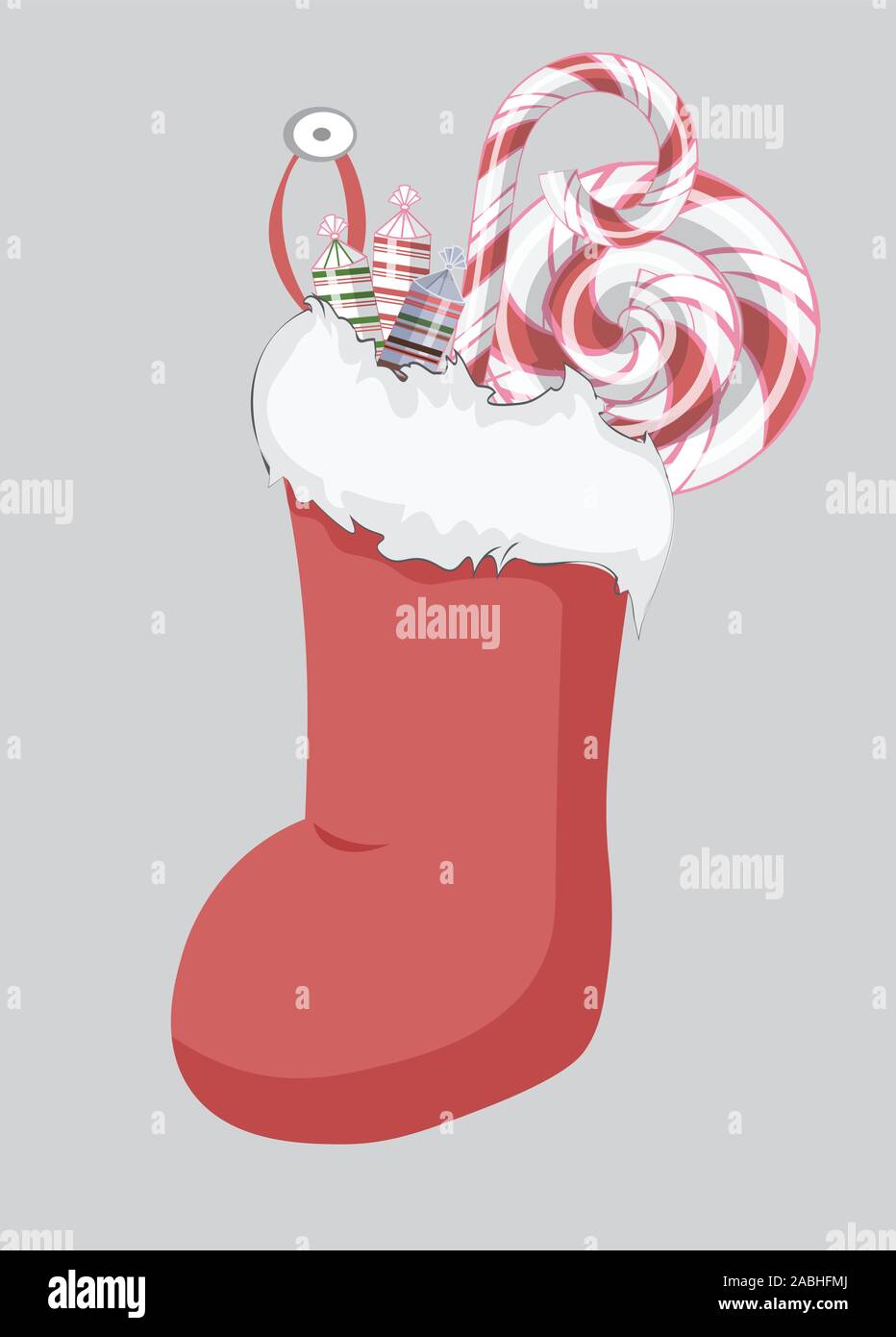 Christmas sock with candy. lollipop. sweet. Picture in hand drawing ...