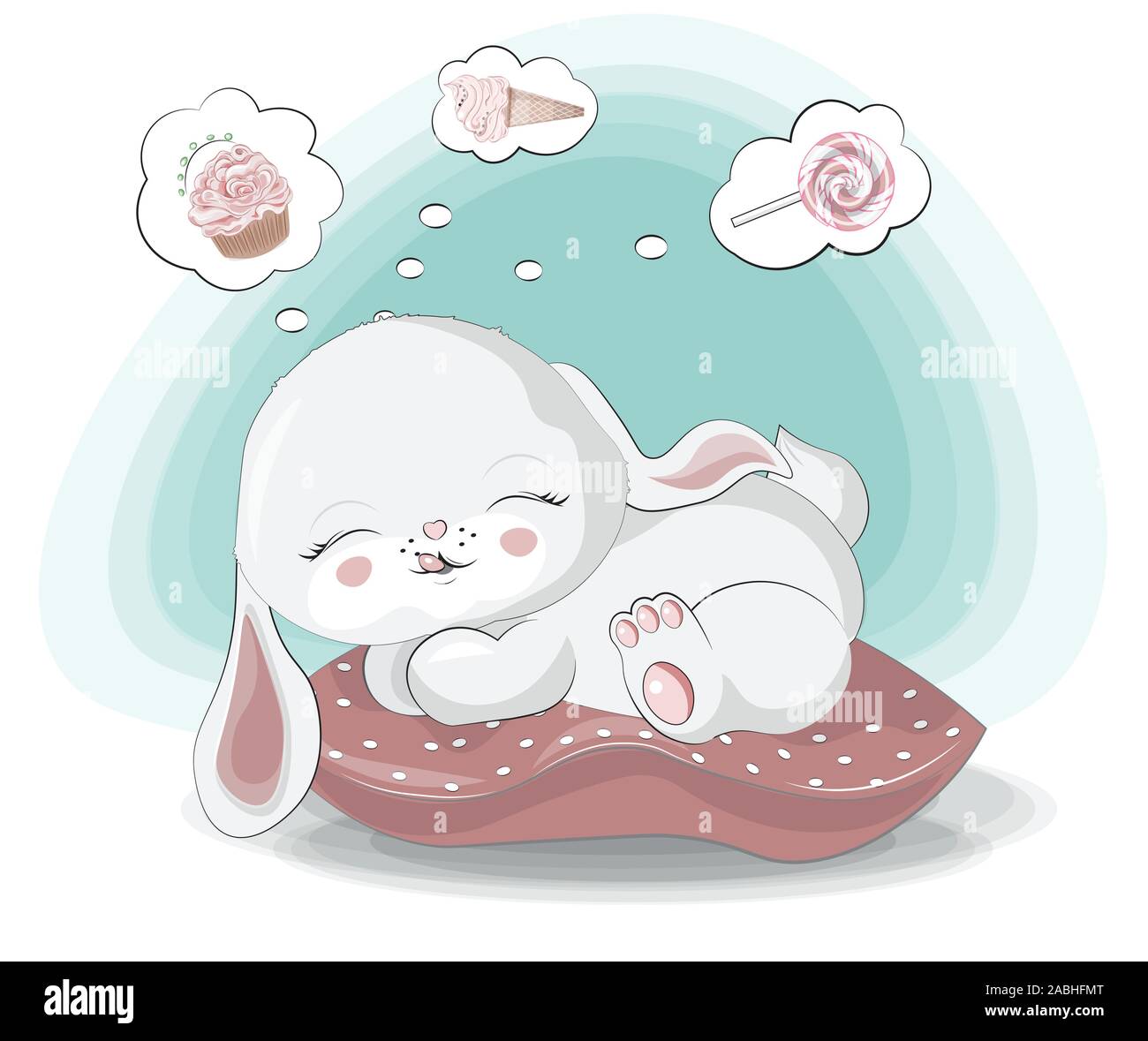 Sweet dreams little sweet teeth, white bunny. hare. rabbit girl, about ...