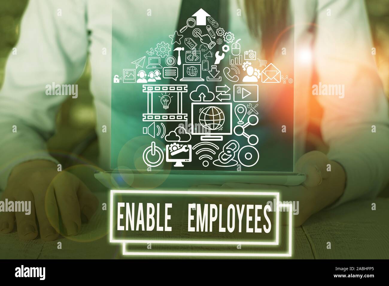 Writing note showing Enable Employees. Business concept for giving ... Writing note showing Enable Employees. Business concept for giving ...